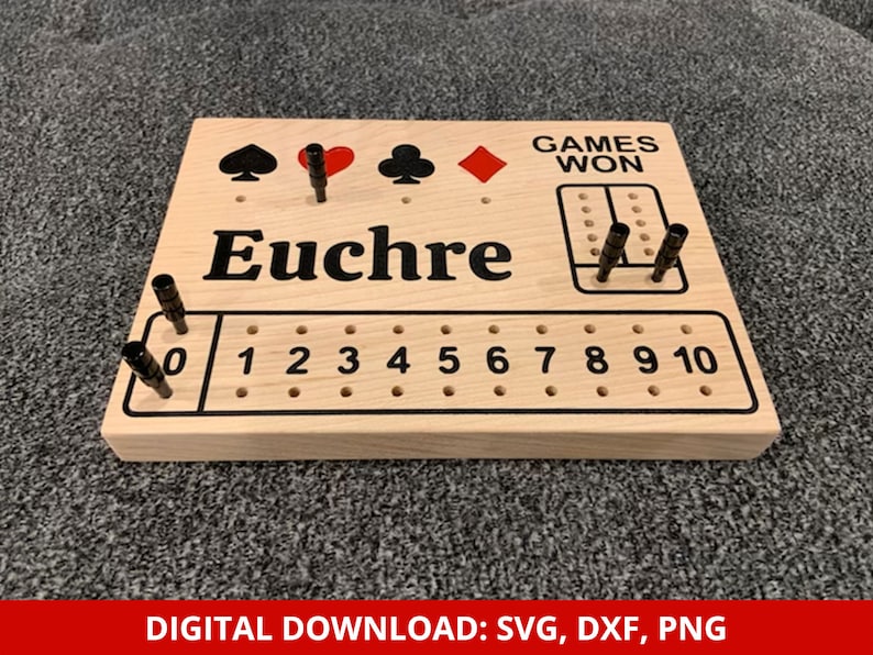 Elevate Game Nights: Euchre Scoreboard SVG, DXF & PNG Files for Wooden Boards, Euchre Score ...