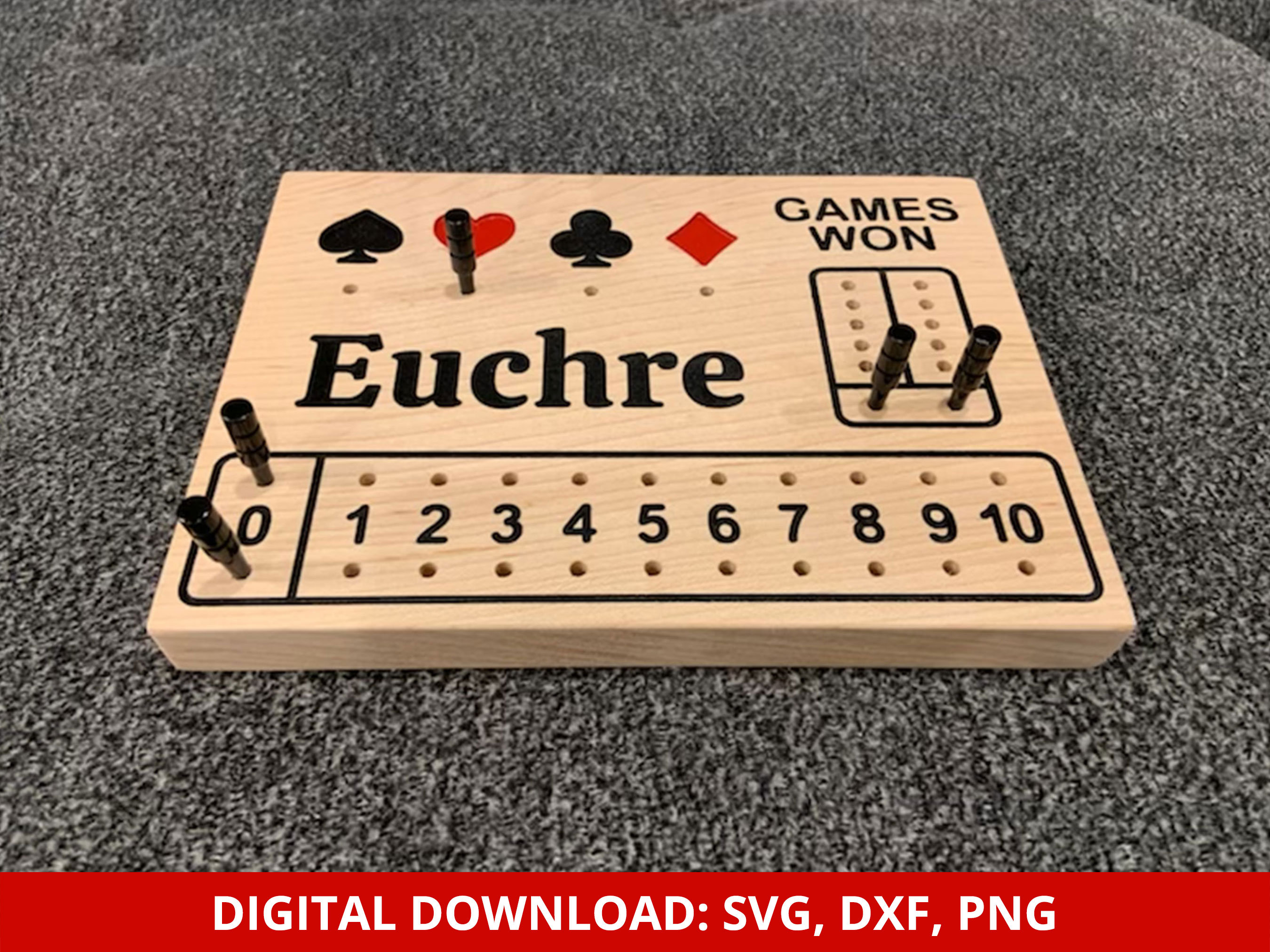 Elevate Game Nights: Euchre Scoreboard SVG, DXF & PNG Files for Wooden ...