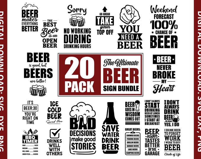 4 Beer Opener Signs Bundle - SVG, DXF & PNG Files for Wood, Laser, Cut ...