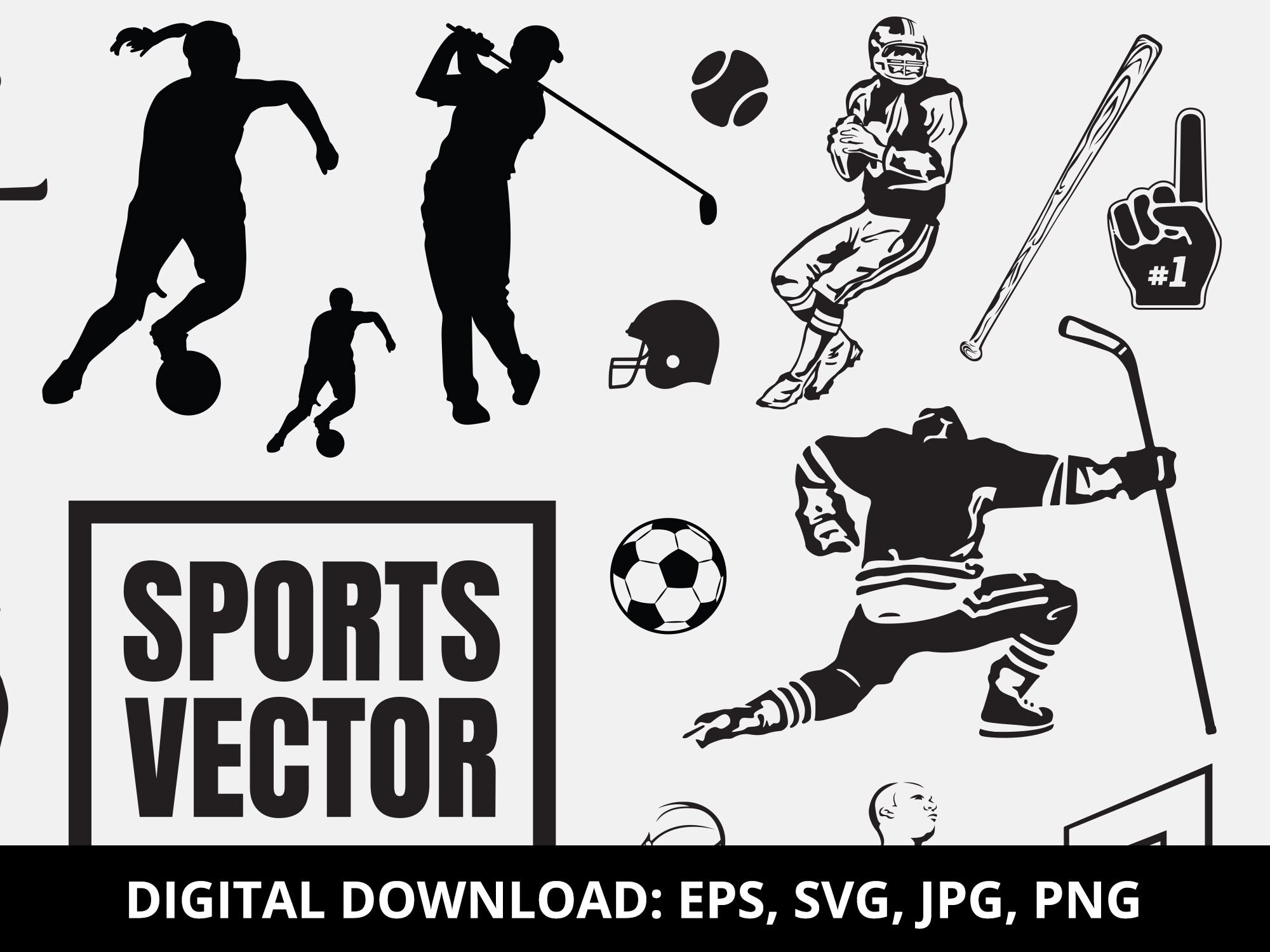 25 Sports Graphics SVG Bundle / Baseball Svg / Hockey Svg / Football ...