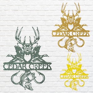 Custom Wall Art Deer, Duck and Fish Sign | Metal Sign Wall Art Decor ...