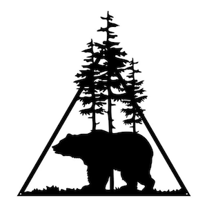 Bear Triangle Shaped Metal Wall Art, Wildlife Art Livingroom Decor ...