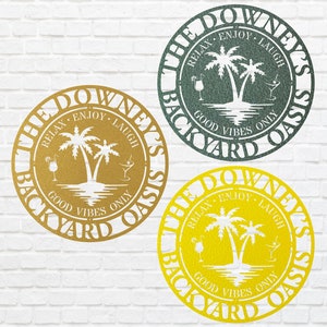 Backyard Oasis Sign Art, Custom Backyard Sign, Palm Tree Wall Art, Good ...