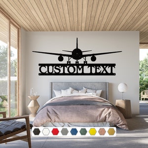 Airplane Sign Wall Art, Personalized Airplane Wall Decor, Metal Wall ...