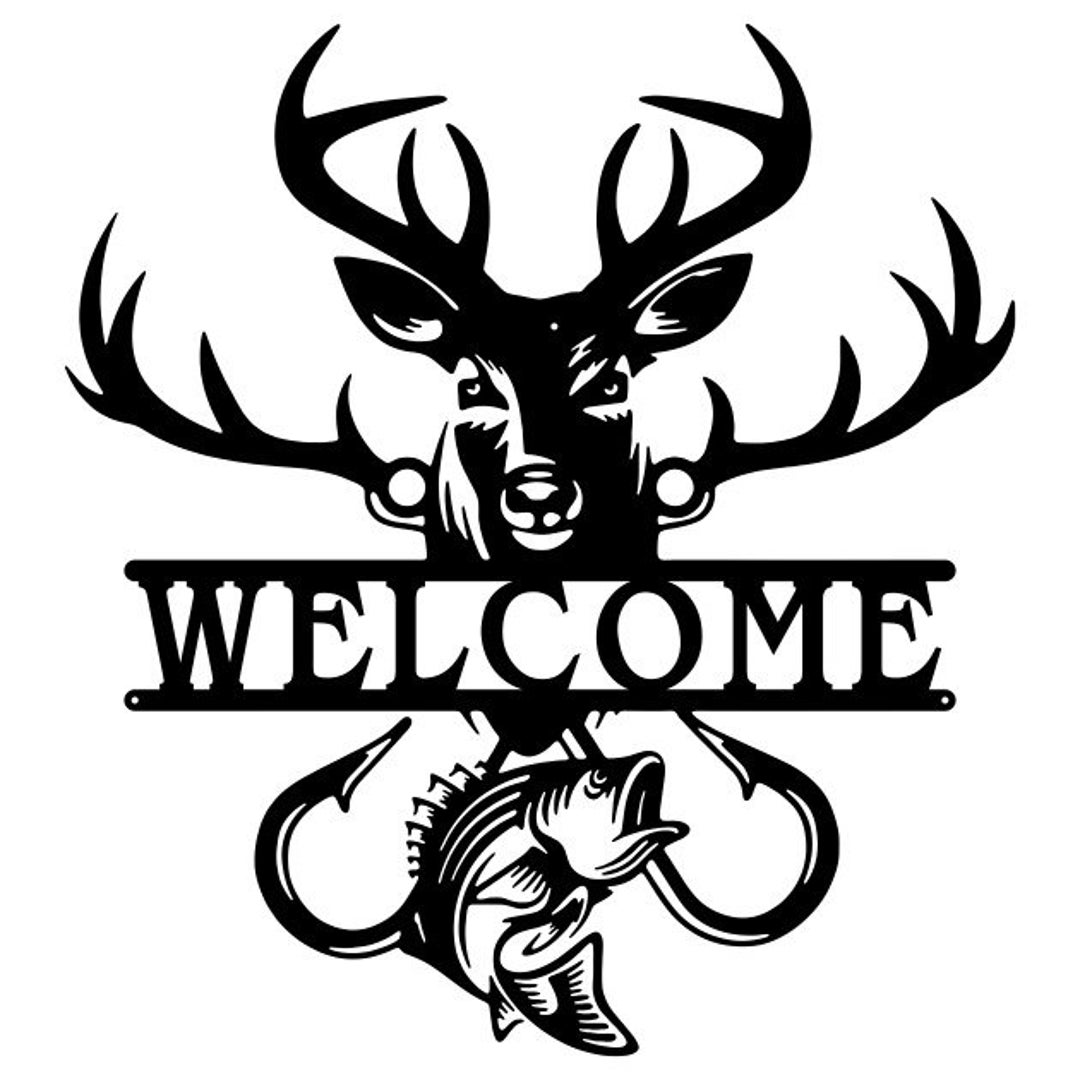 Deer Fish and Welcome Sign Metal Wall Art Wall Art Gift for - Etsy