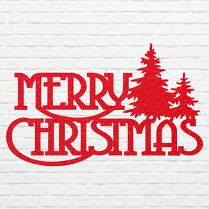 Merry Christmas Tree Metal Wall Art, Metal Christmas Sign, Laser Cut ...