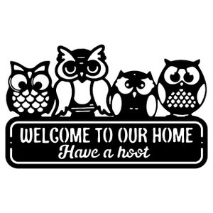 Welcome to Our Home Hoot Owl Metal Wall Art, Owl Wall Decor, Metal ...