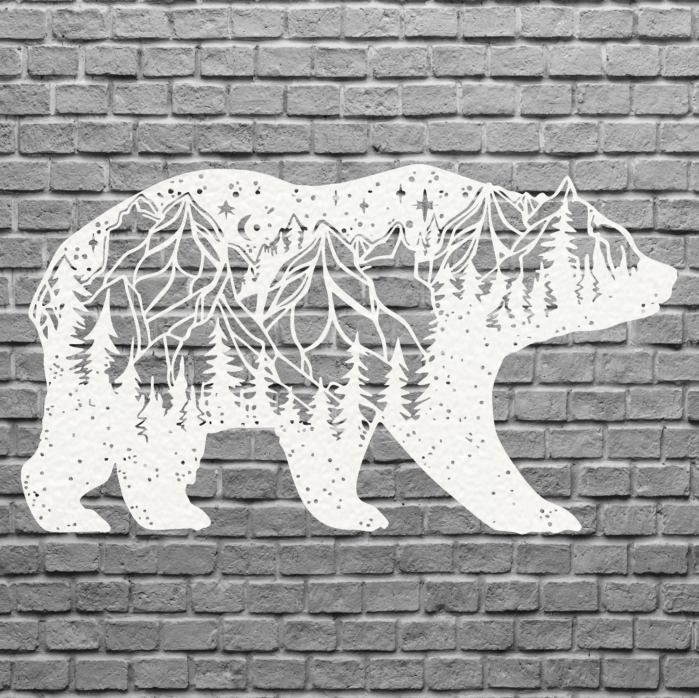 Mountain Bear Metal Wall Art, Metal Bear Decor, Laser Cut Metal Wall ...