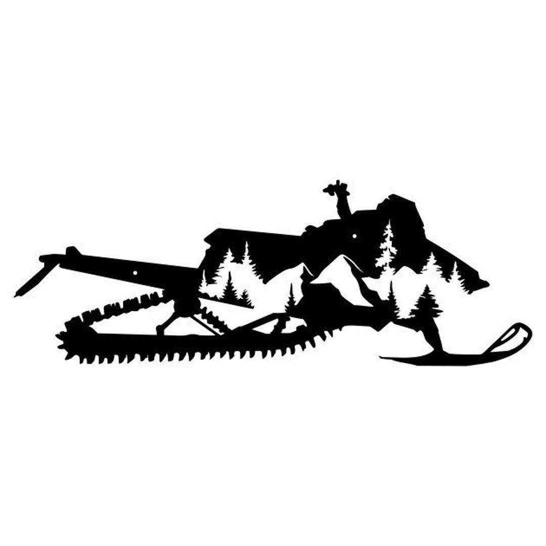 Sled Mountain Scene Metal Wall Art, Mountain Silhouette Home Decor ...