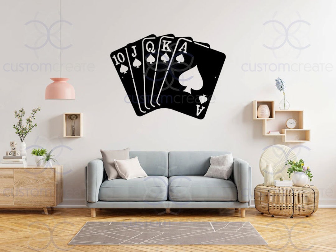 Royal Flush Metal Sign, Poker Wall Art Playroom Decor, Metal Art Gift ...
