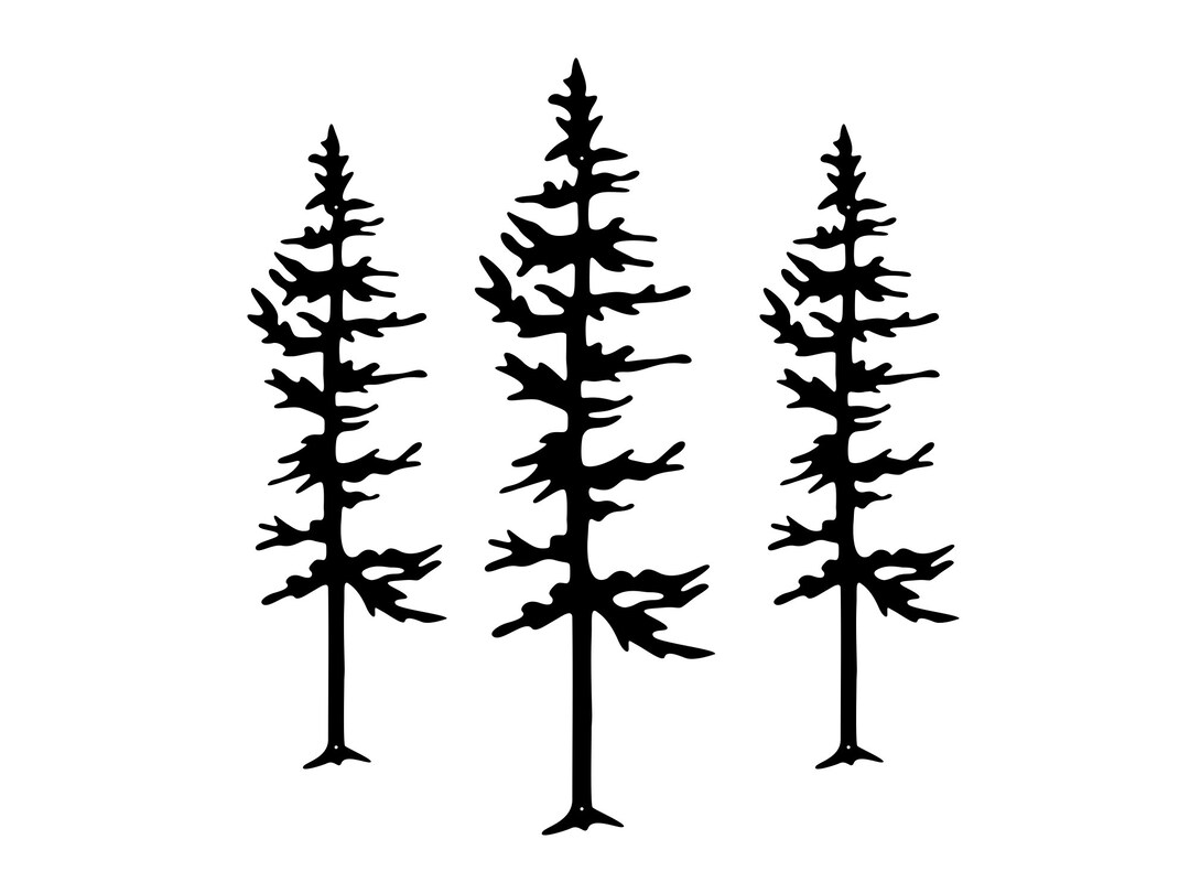 Metal Trees Art, Set of 3 Pine Trees Wall Art, Laser Cut Tree Wall Art ...