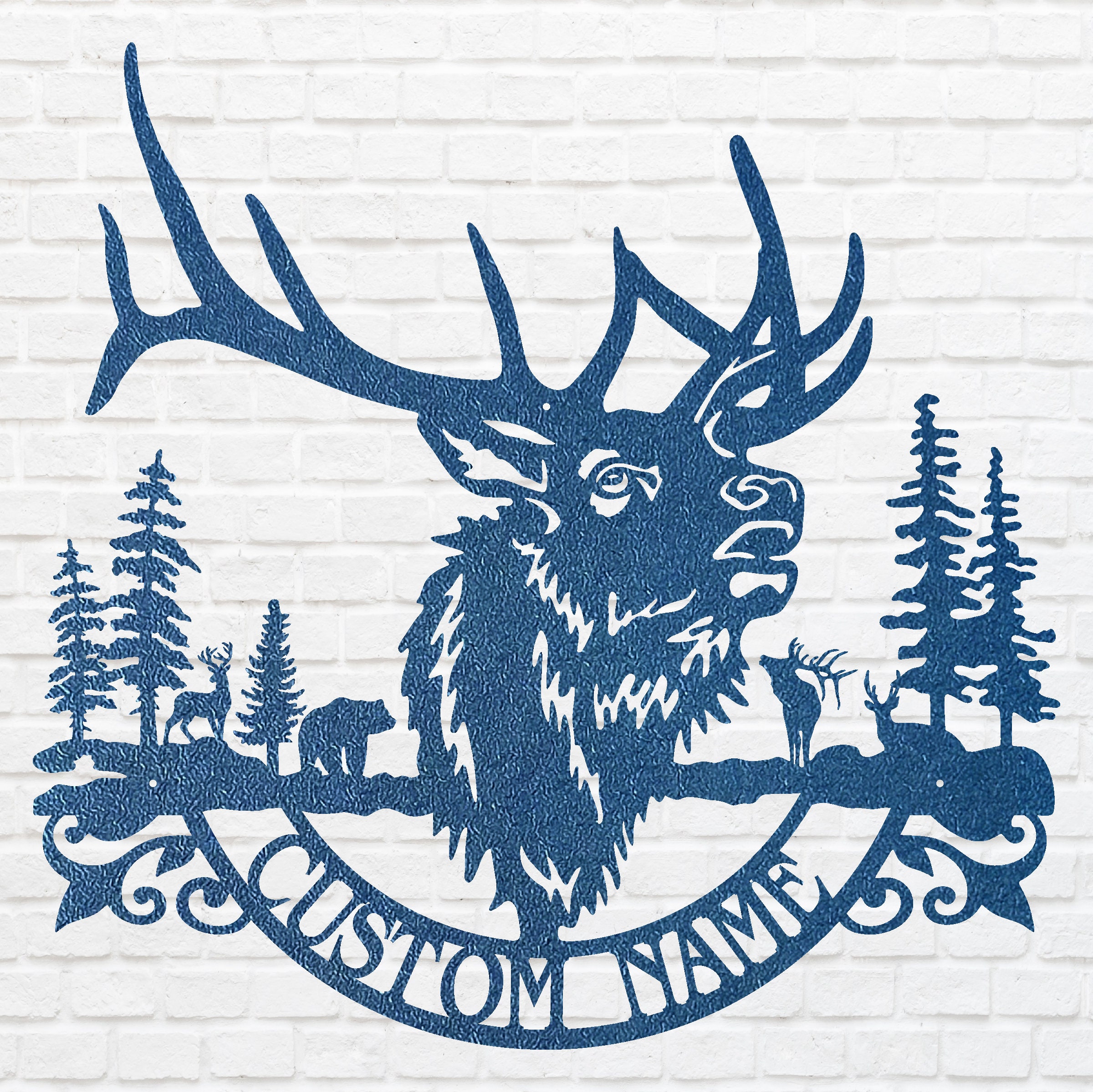 Custom Name Elk Wall Art, Wildlife Metal Art, Laser Cut Elk Custom ...