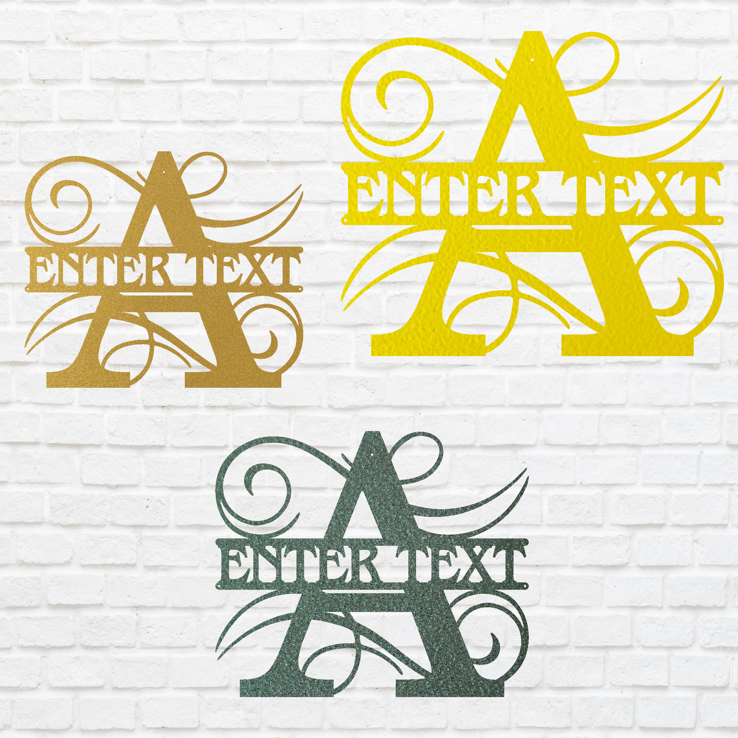 Split Monogram Custom Metal Wall Art | Metal Monogram Wall Decor | Name ...
