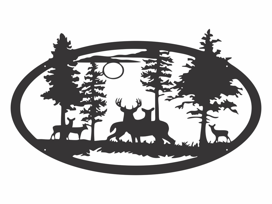 Deer Family With Wild Turkeys Metal Wall Art, Deer Metal Wall Art ...