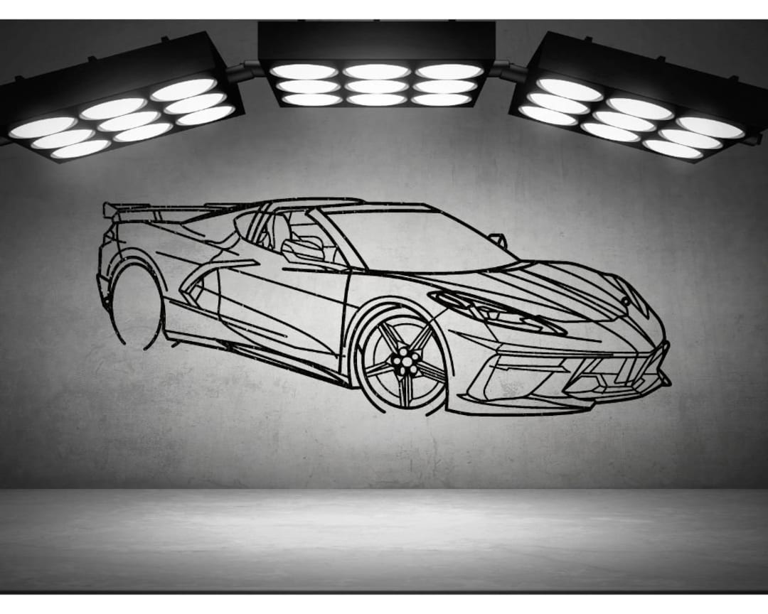 C8 Corvette Wall Art, Angle View Car Wall Art, Metal Car Sign for ...