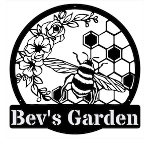 Bees Outdoor Metal Sign, Honey Bee Sign Metal Wall Art, Floral Wall Art ...