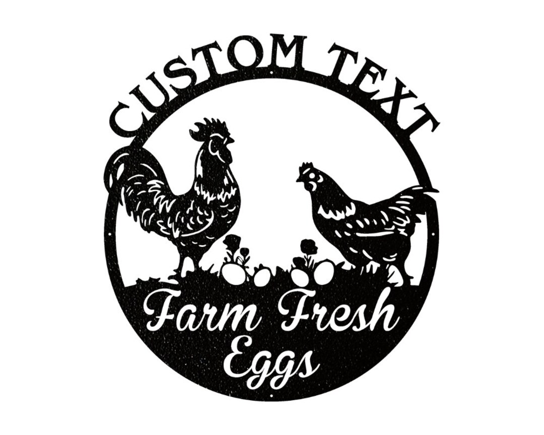 Farm Fresh Eggs Sign, Chicken Metal Wall Art, Laser Cut Metal Farm Sign ...