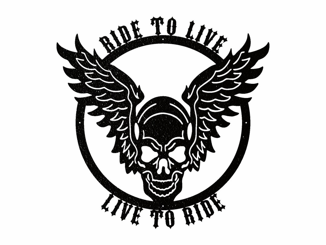 Live to Ride, Ride to Live, Skull Metal Wall Art, Biker Skull Wall ...