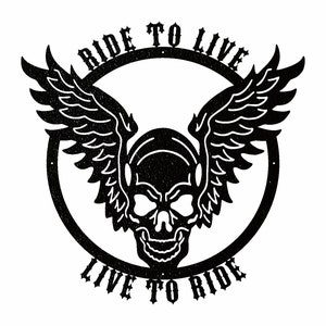 Live to Ride, Ride to Live, Skull Metal Wall Art, Biker Skull Wall ...
