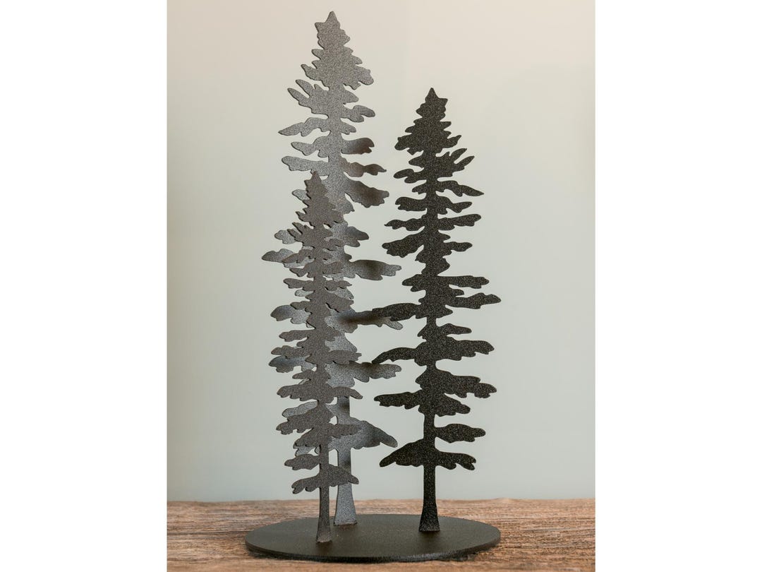 Sitka Tree Metal Wall Art, Laser Cut Nature Wall Art, Black Metal Tree ...