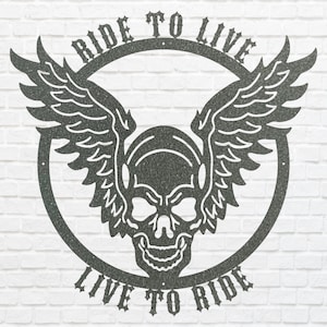 Live to Ride, Ride to Live, Skull Metal Wall Art, Biker Skull Wall ...