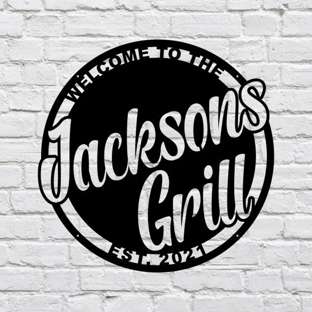 Grill Outdoor Metal Sign, Personalized Grill Metal Wall Art, Custom ...