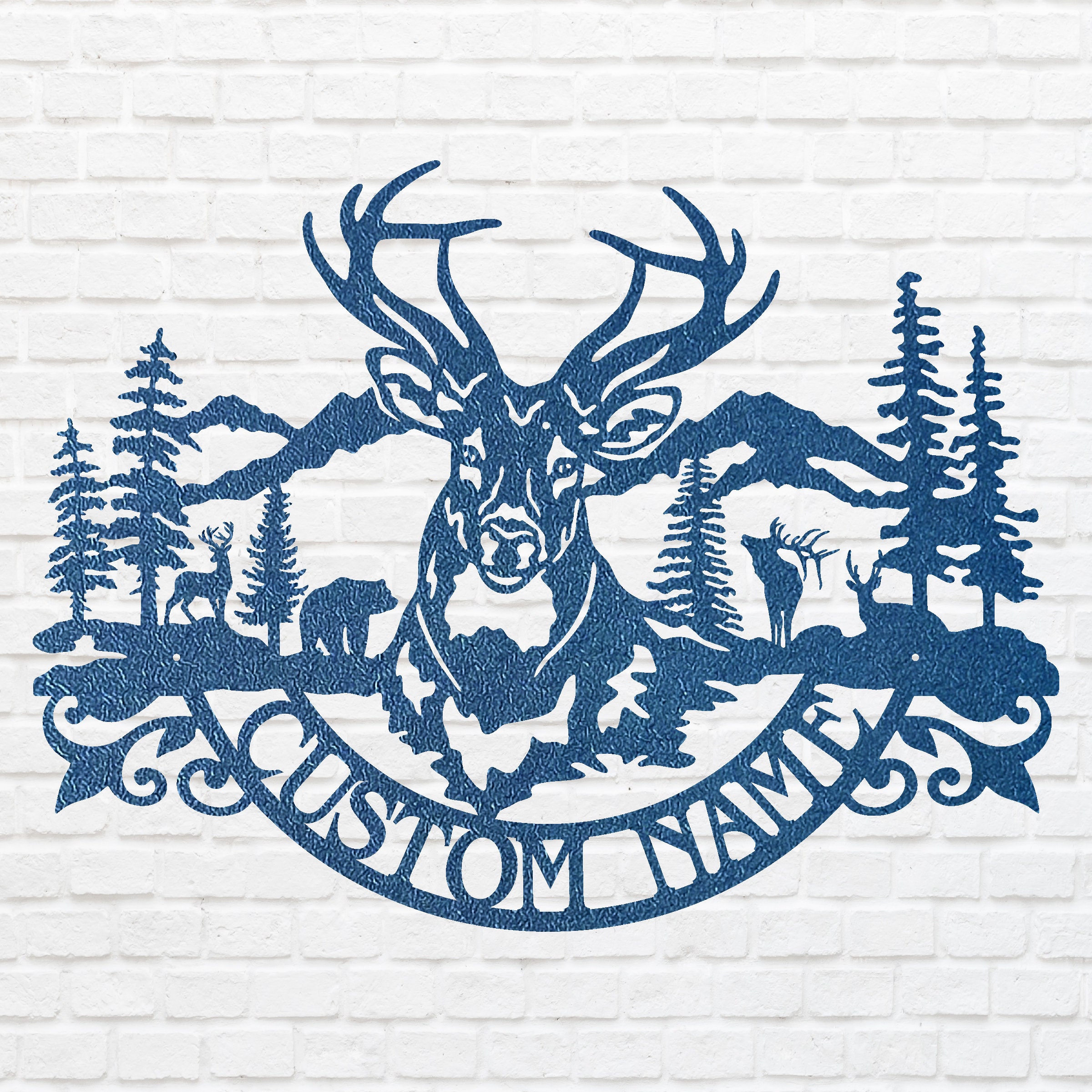 Metal Deer Wall Art, Custom Name Deer Wilderness Metal Sign, Laser Cut ...