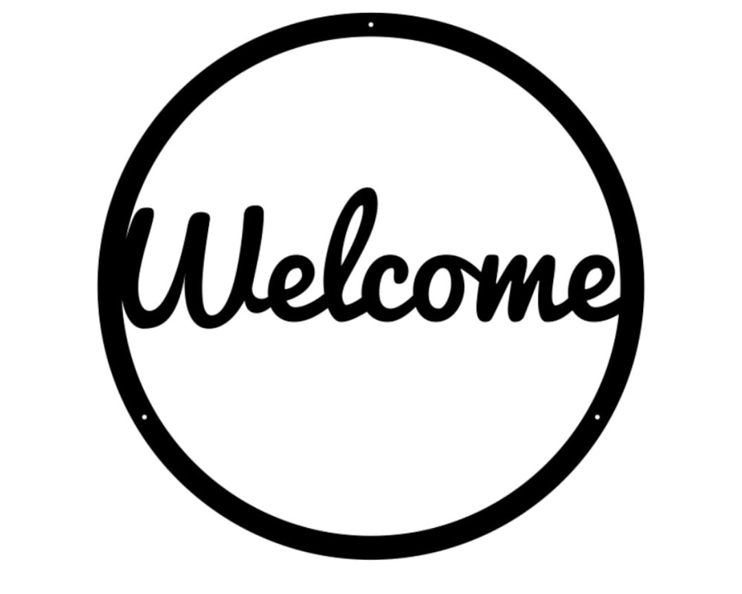 Elcome Sign Metal Wall Art, Round Metal Welcome Sign, Laser Cut Welcome ...