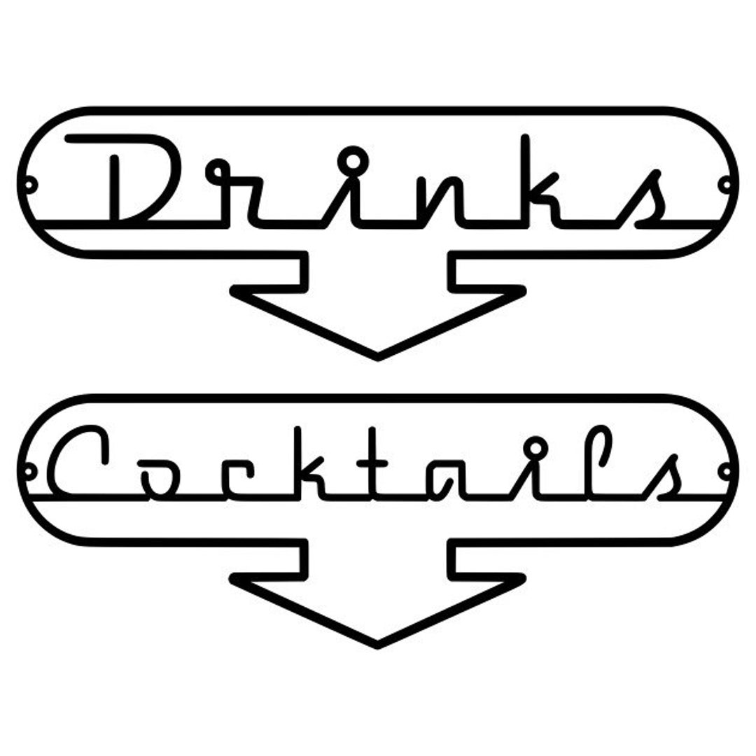 Drinks Cocktails Metal Bar Sign, Outdoor Metal Arrow Sign Wall Decor ...