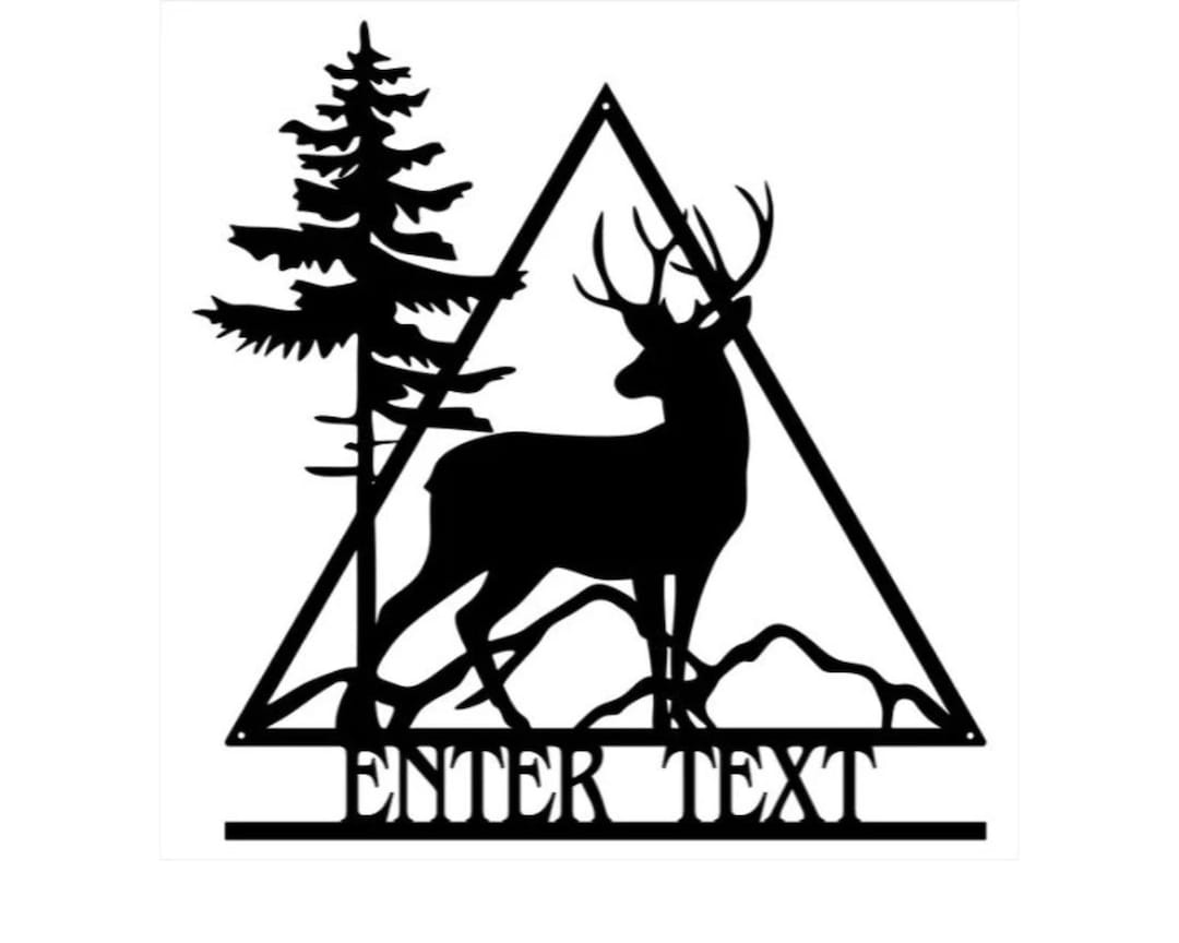 Personalized Deer Triangle Wall Art Metal Sign, Deer Wall Art Outdoor ...