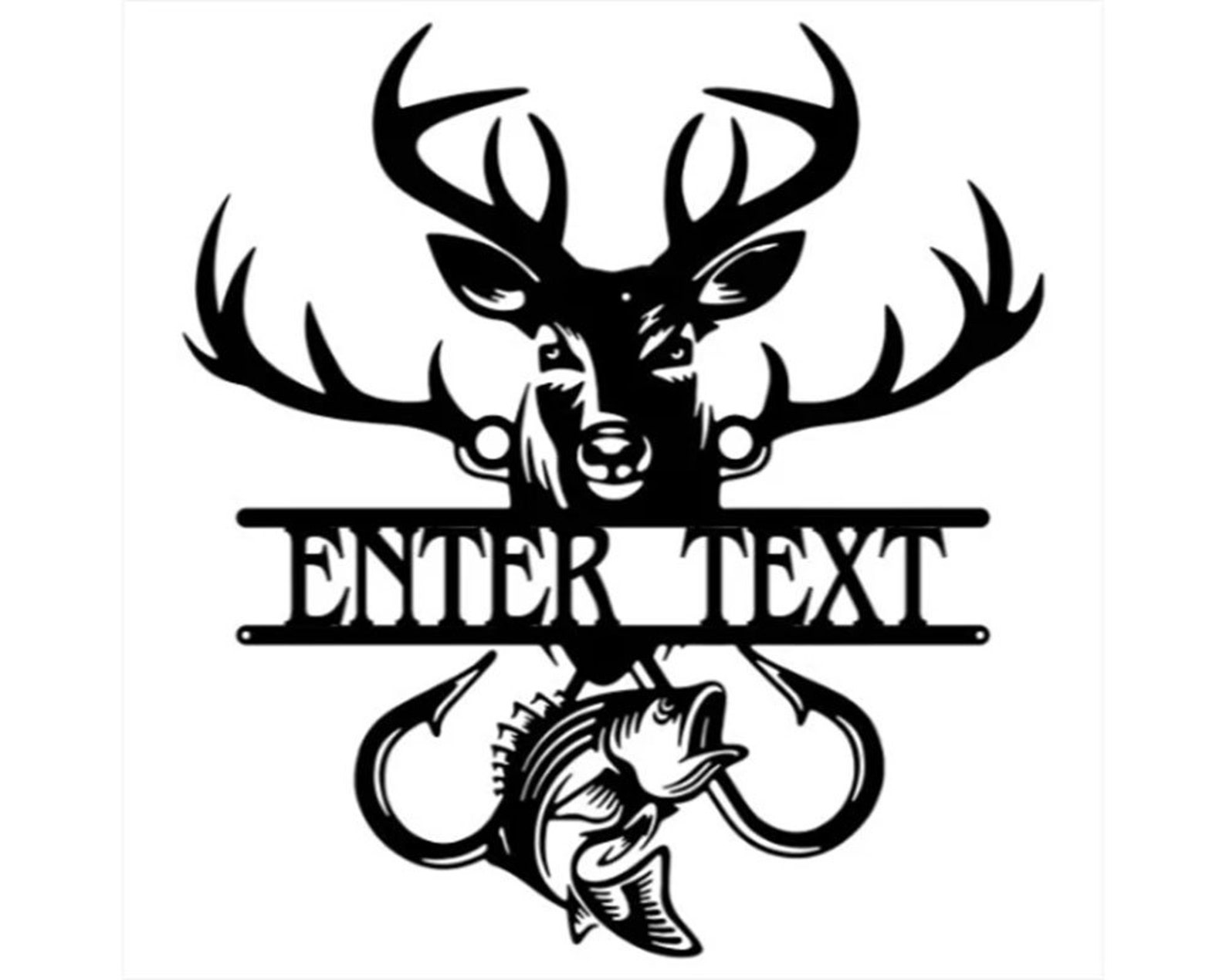 Custom Split Deer and Fish Sign | Fish Wall Art | Deer Metal Sign Wall ...