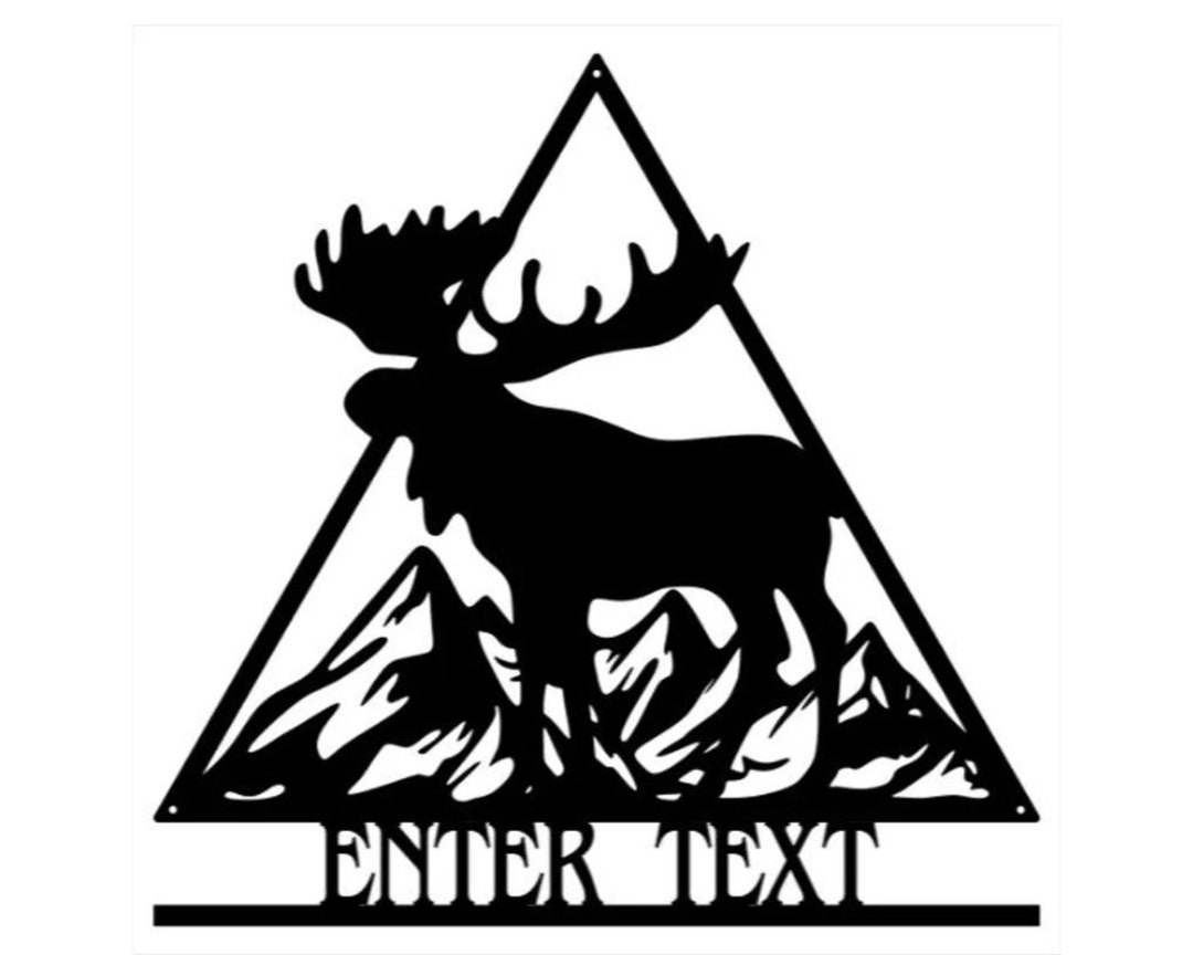 Personalized Moose Triangle Metal Sign, Custom Name Sign Moose Wall Art ...