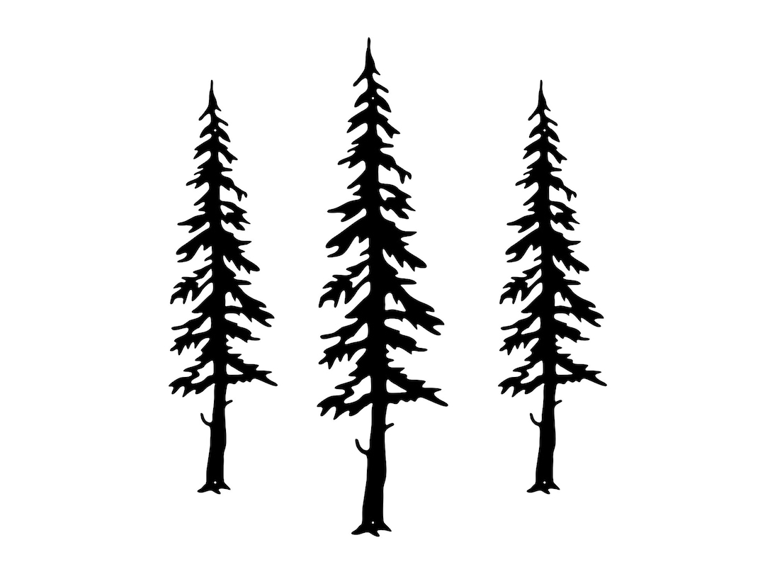 Metal Tree Wall Art, 3 Pine Trees Wall Art, Laser Cut Metal Outdoor Wall Art, Unique Metal Wall ...
