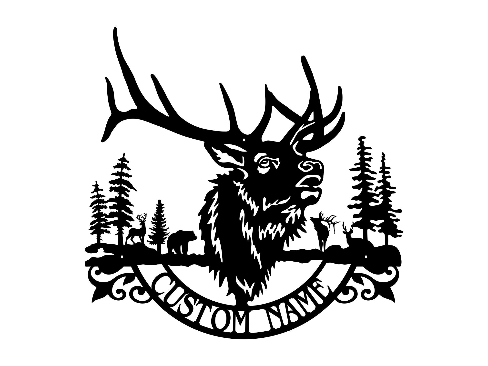 Custom Name Elk Wall Art, Wildlife Metal Art, Laser Cut Elk Custom ...