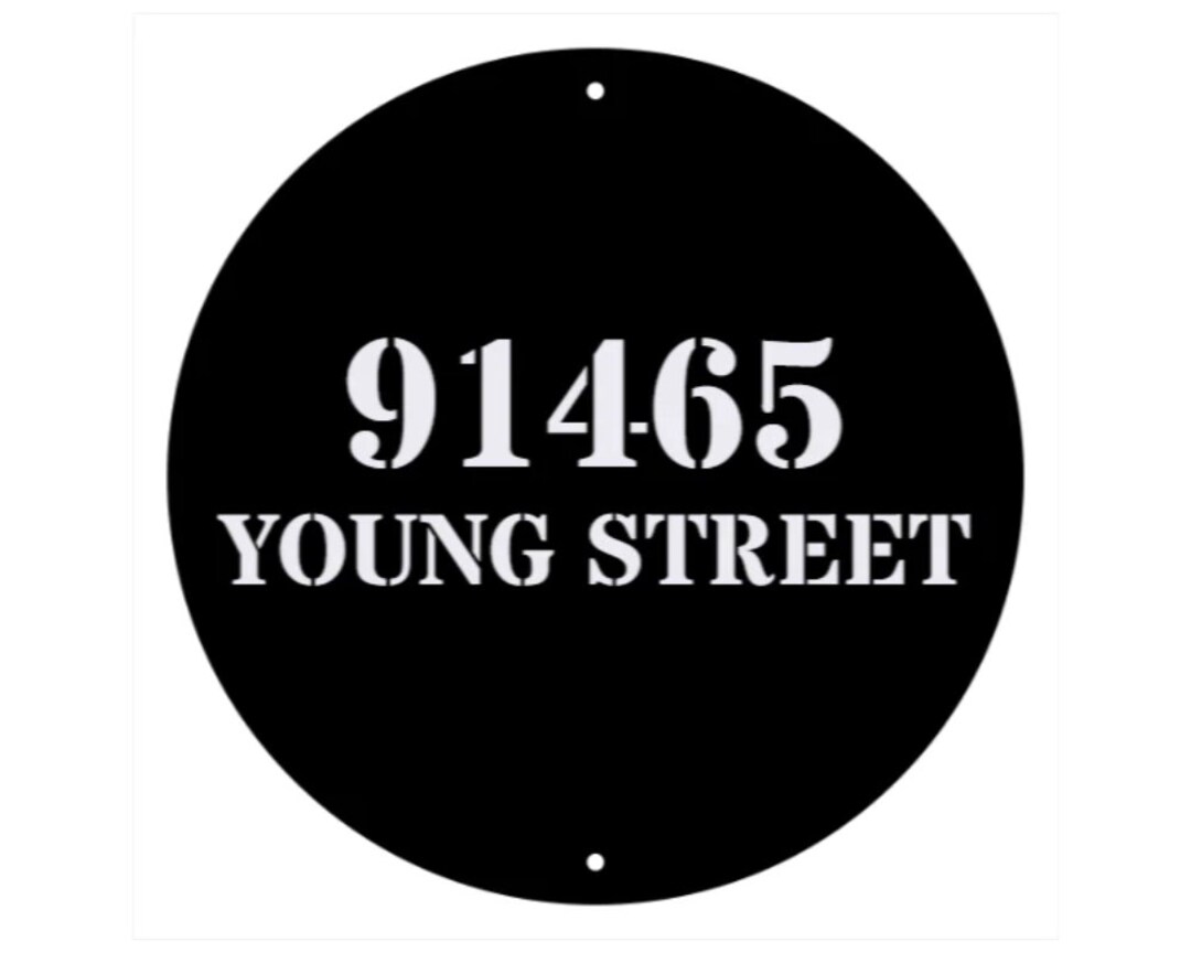 Round Address Sign Metal Wall Art, Round Metal Modern Address Sign ...