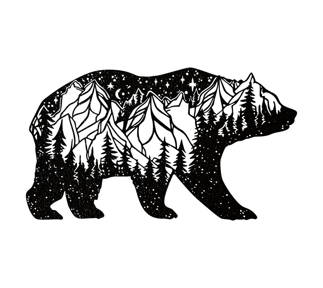 Mountain Bear Metal Wall Art, Metal Bear Decor, Laser Cut Metal Wall ...