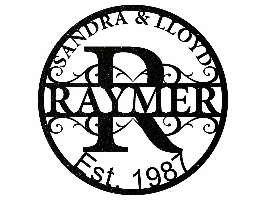Custom Circular Split Monogram | Metal Monogram Sign | Family Name Sign ...