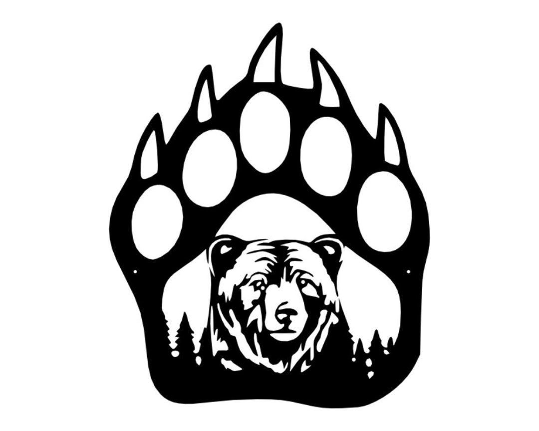 Bear in Claw Metal Wall Art, Black Bear Nature Wall Art, Laser Cut Bear ...