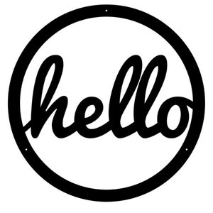 Hello Sign Metal Wall Art, Laser Cut Round Metal Sign, Front Porch Sign ...