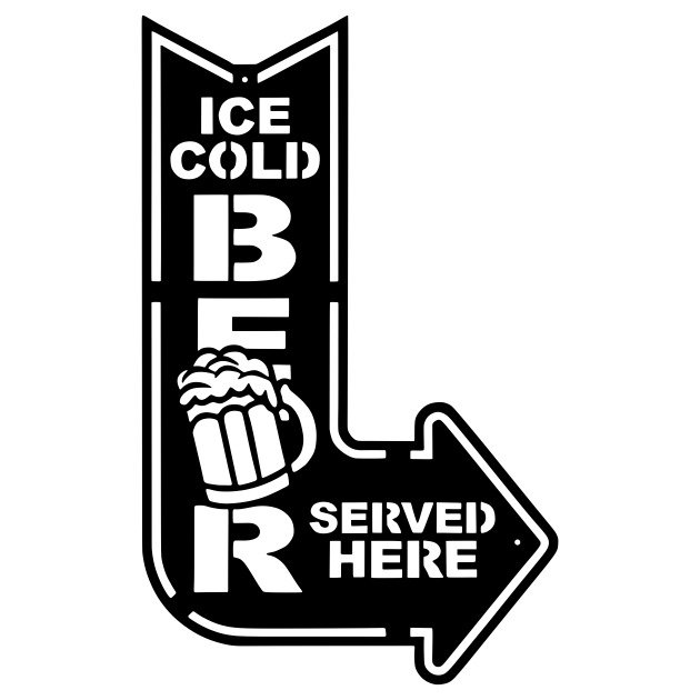 Ice Cold Beer Metal Sign Served Here Arrow Sign Metal Wall - Etsy