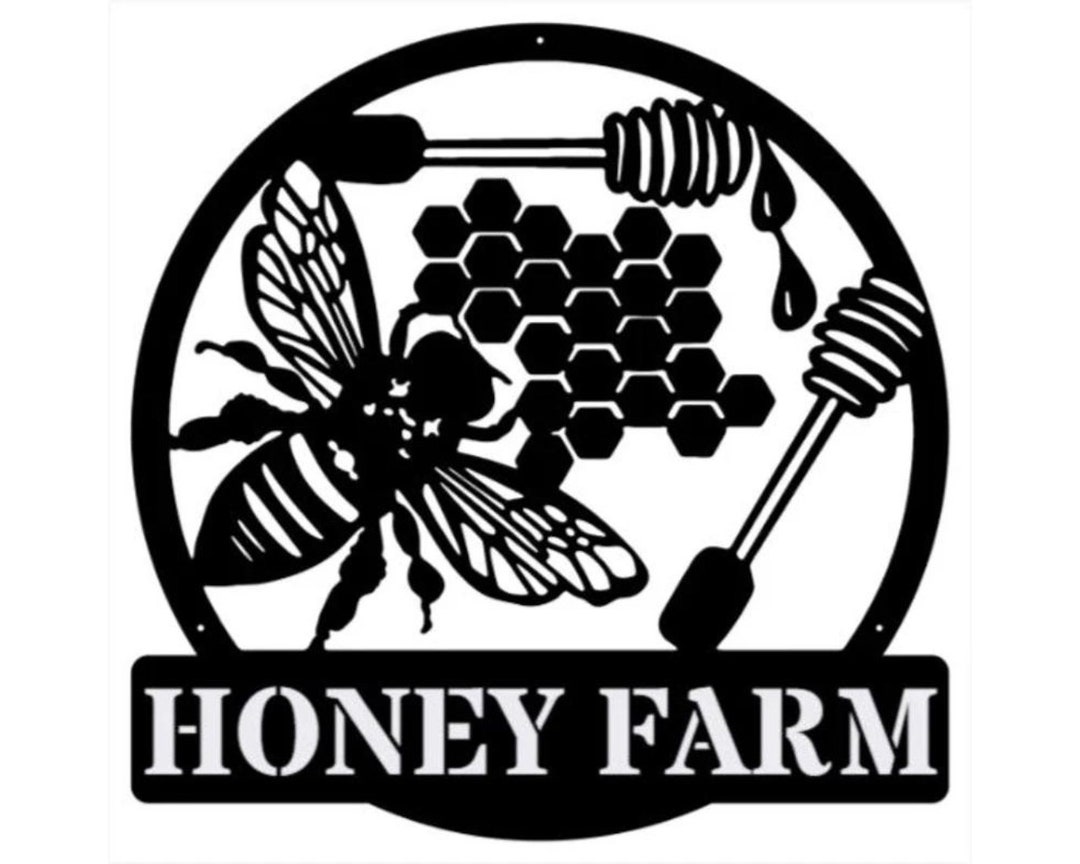 Honey Farm Sign Metal Wall Art, Laser Cut Metal Sign, Outdoor Metal ...