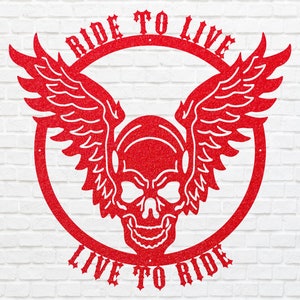 Live to Ride, Ride to Live, Skull Metal Wall Art, Biker Skull Wall ...