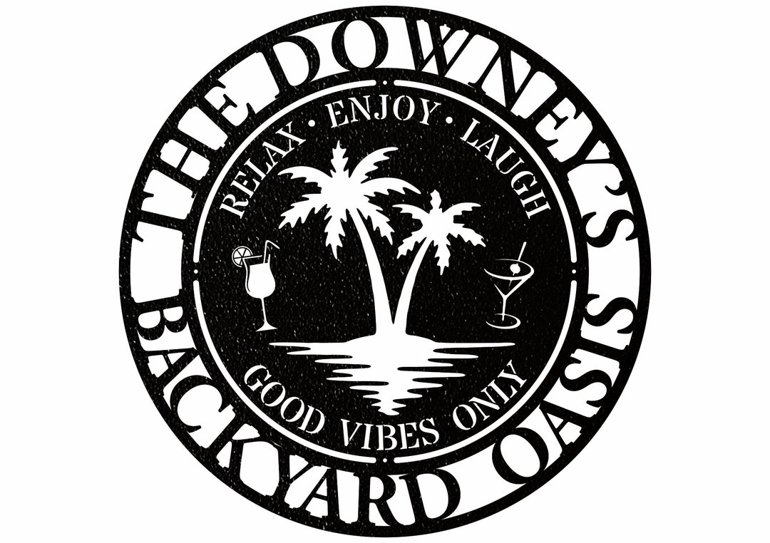 Backyard Oasis Sign Art, Custom Backyard Sign, Palm Tree Wall Art, Good ...