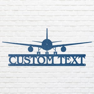 Airplane Sign Wall Art, Personalized Airplane Wall Decor, Metal Wall ...