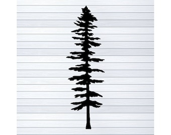Sitka Tree Metal Wall Art, Laser Cut Nature Wall Art, Black Metal Tree ...