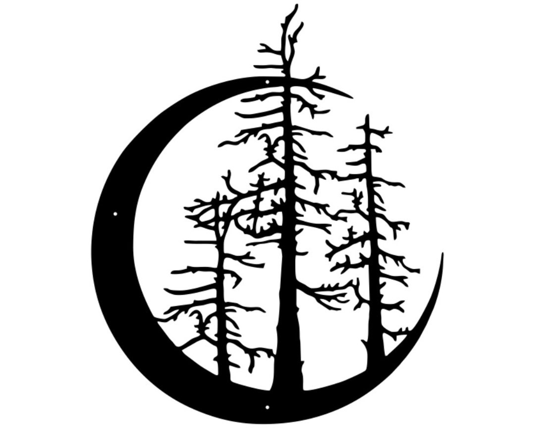 Moon Tree Metal Wall Art, Laser Cut Moon Wall Hanging, Trendy Wall ...