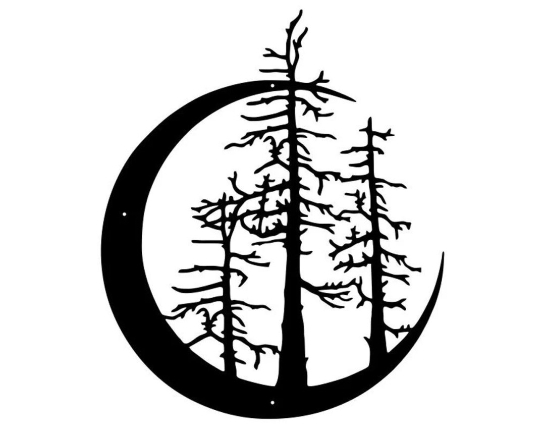 Moon Tree Metal Wall Art, Nature Wall Art Living Room Decor, Laser Cut ...