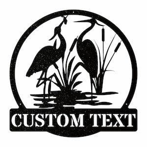 Personalized Herons Metal Wall Art, Custom Metal Name Sign, Wildlife ...