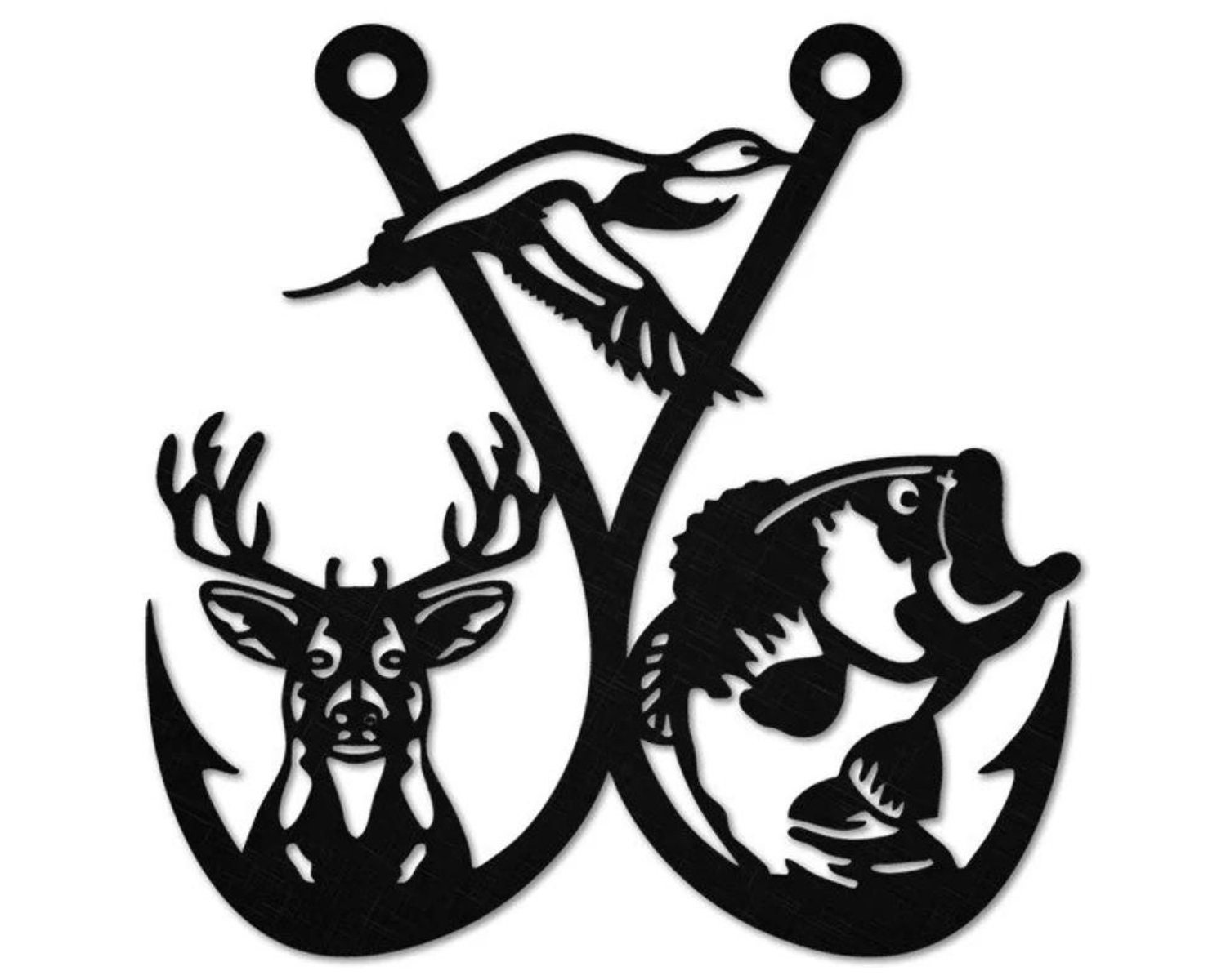 Deer Duck Fish and Hook Metal Wall Art Geometric Deer Head - Etsy