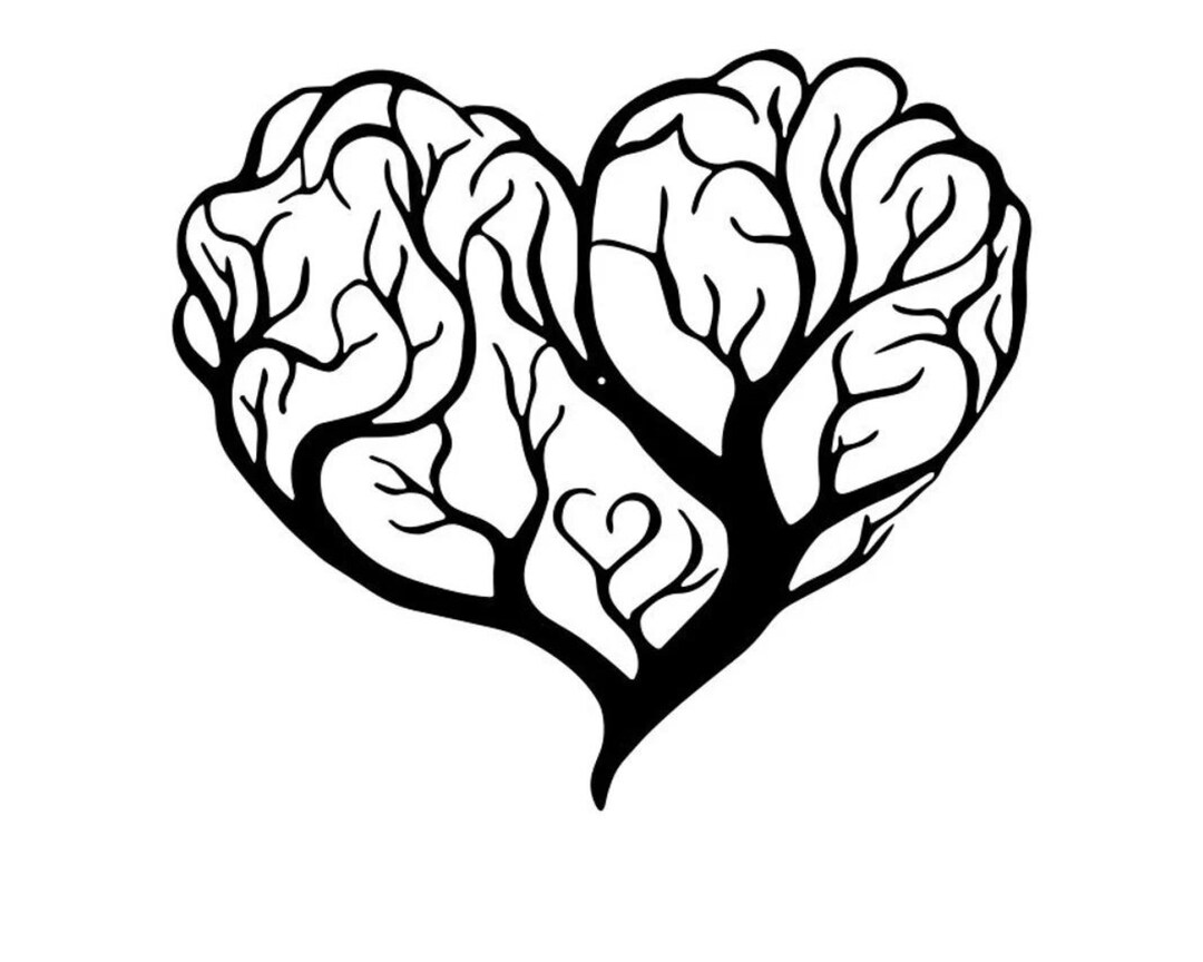 Heart Tree Metal Wall Art, Geometric Heart Tree Metal Wall Anniversary ...